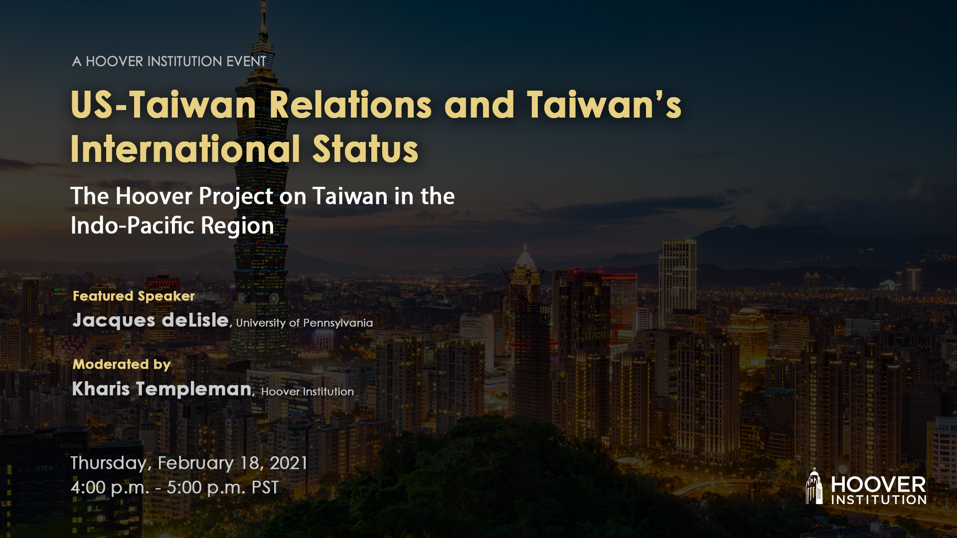 US-Taiwan Relations And Taiwan’s International Status | Hoover Institution